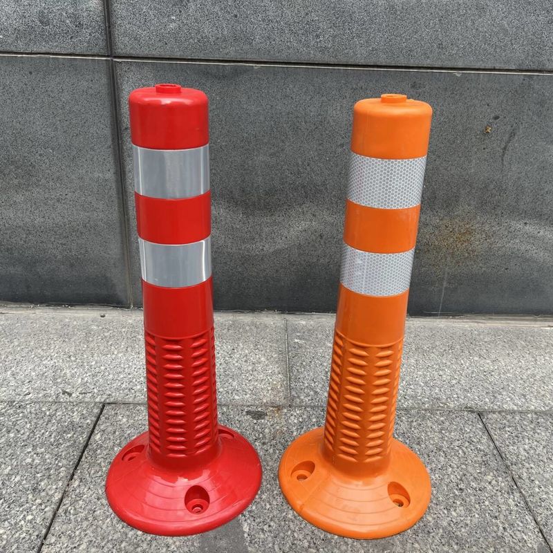 Traffic Safety 50cm Red Orange Pu Reflective Delineator Pole Flexible ...