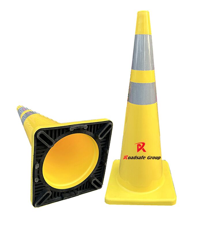 PVC Cone 36inch insert black base heavy 4.5kg 90cm Yellow Safety ...