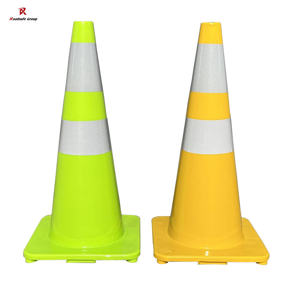Green/Yellow Traffic PVC Cones Barriers White High Reflective Film 70cm ...