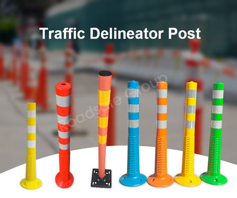750mm PU Spring Post Orange Warning Post Traffic Bollard Reflective ...