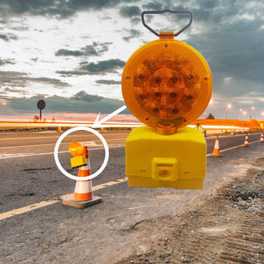 LED Plastic Construction Barrier 19cm Solar Flasher Light Yellow For ...