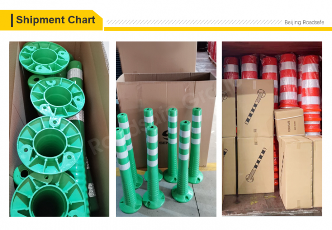 750mm PU Spring Post Orange Warning Post Traffic Bollard Reflective ...