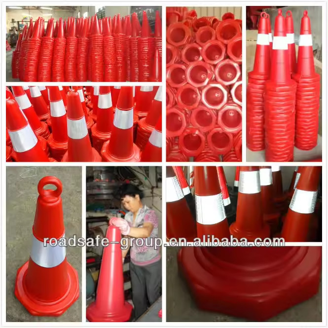 Flexible Road Safety Cones PE Traffic Warning Cones Reflective 33 X ...